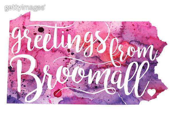 Greetings from Broomall Pennsylvania Raster Watercolor Map 이미지 ...