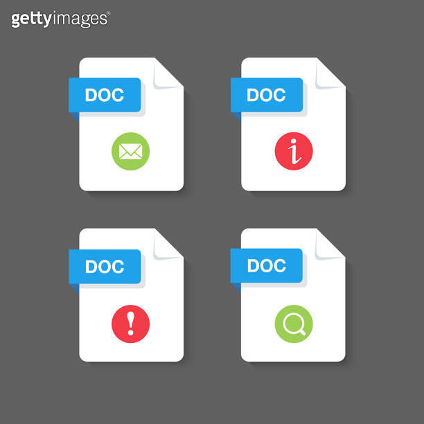 Flat design with Doc files download document,icon,symbol set, vector ...