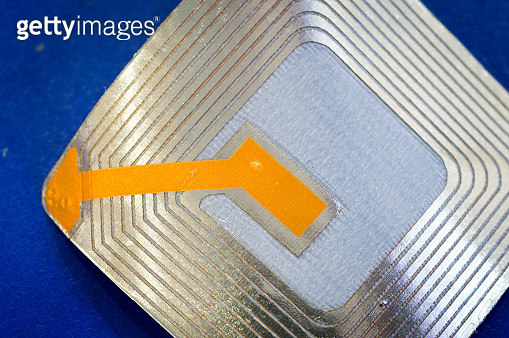 Close up of RFID tags used for tracking and identification purposes and ...