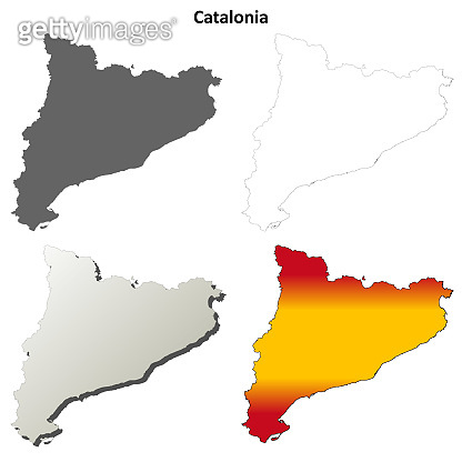 Catalonia blank detailed outline map set (937313728) - 게티이미지뱅크