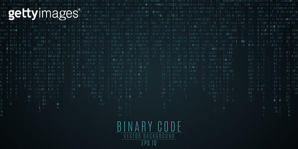 Binary code background. Blue glow. Falling figures. Global network. High technologies ...