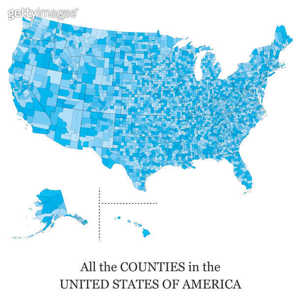 Map of all the counties in the USA (995704056) 일러스트, 무료 일러스트 - 게티이미지뱅크