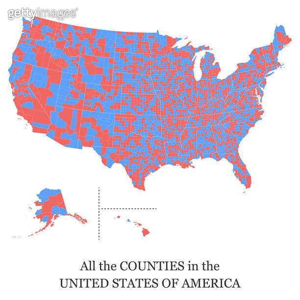 Map of all the counties in the USA (995704098) 일러스트, 무료 일러스트 - 게티이미지뱅크