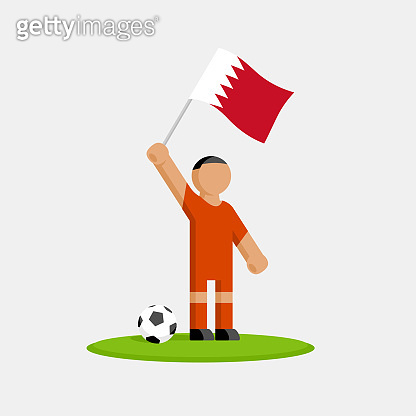 Bahrain soccer player in kit with flag and ball 이미지 (1046080444) - 게티이미지뱅크