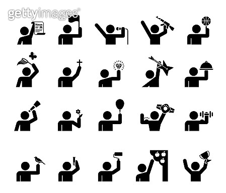 Set of pictograms that represent people with various professional ...