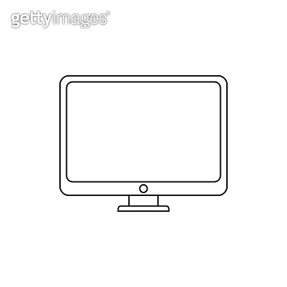 Desktop computer, monitor line icon, outline vector sign, linear style ...