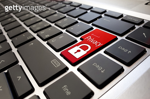 Illustration - Privacy Button on Laptop Keyboard. Modern Laptop ...