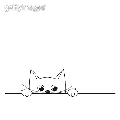 Vector illustration of outline cute peeking kitten 이미지 (953722460) - 게티 ...