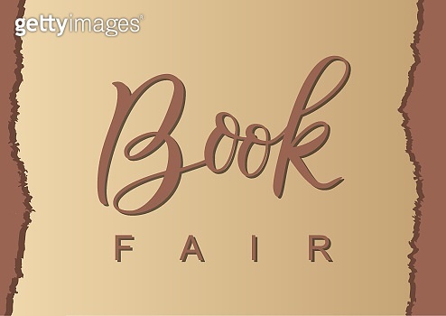 Modern calligraphy lettering of Book Fair in brown with shadow on brown ...