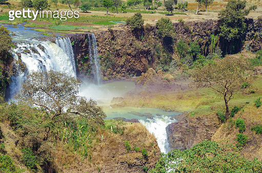 Scenic view of Blue Nile Falls. Waterfall on the Blue Nile river ...