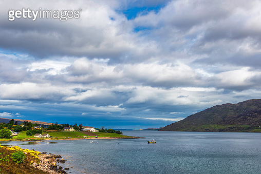 landscapes over the road to gairloch and the Red Point beach in Wester ...