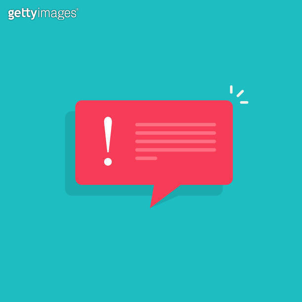 Error message vector illustration, flat cartoon exclamation alert ...