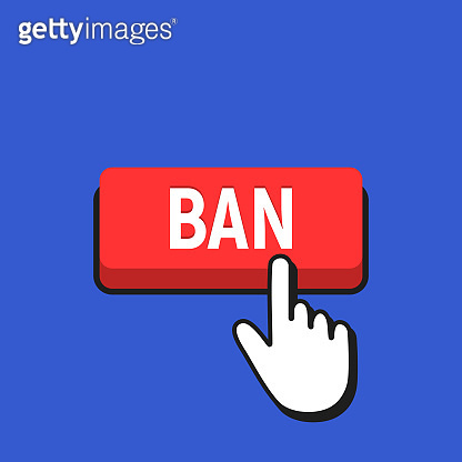 Hand Mouse Cursor Clicks the Ban Button. (930021578) 일러스트, 무료 일러스트, 아이콘 ...