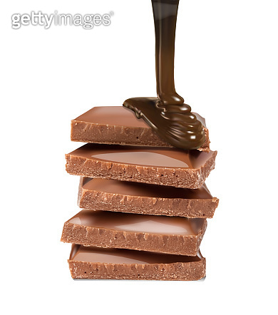 Milk chocolate is poured with chocolate sauce. Vector illustration ...