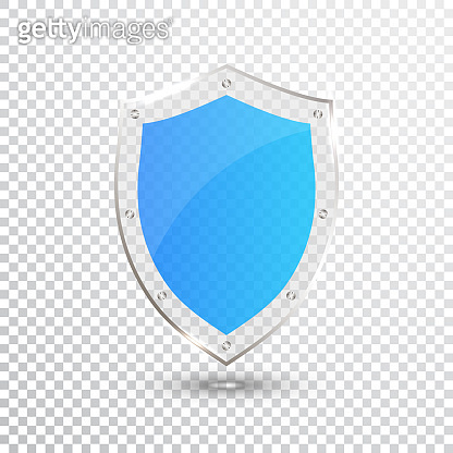 Transparent Blue Shield. Safety Glass Badge Icon. Privacy Guard Banner ...