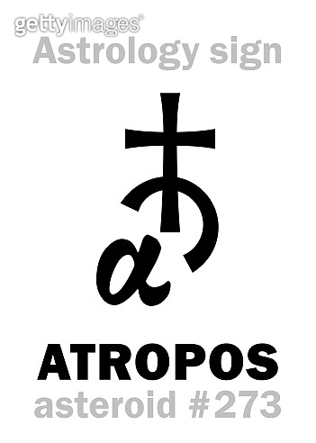 Astrology Alphabet: ATROPOS, asteroid #273. Hieroglyphics character ...