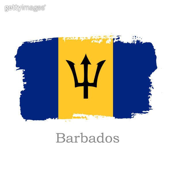 Vector Illustration. Hand draw Barbados flag. National Barbados banner ...