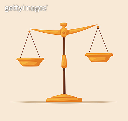 Justice scales icon. Law balance symbol. Cartoon vector illustration ...