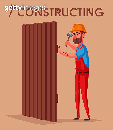 Funny carpenter is working. Cartoon vector illustration (1027807822 ...