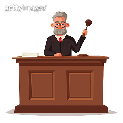 Judge character with hammer. Cartoon vector illustration 이미지 (923610968 ...