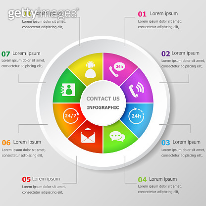 Infographic design template with contact us icons 이미지 (1011657162) - 게티 ...
