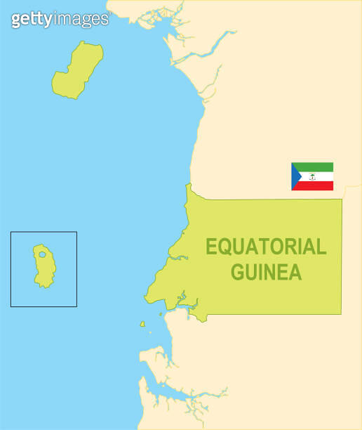 Flat map of Equatorial Guinea with flag 이미지 (1009040120) - 게티이미지뱅크