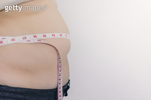 Human body and fat body part of paunch or belly and overweight of ...