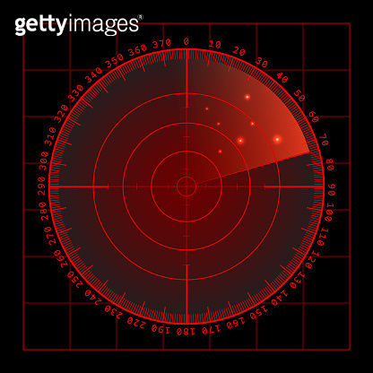 Military green radar screen with target. Futuristic HUD interface ...