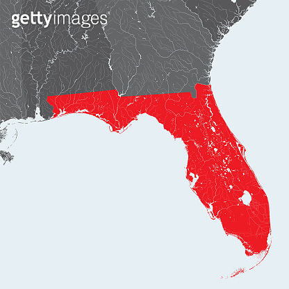 Map of Florida with lakes and rivers. 이미지 (964493238) - 게티이미지뱅크