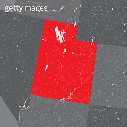 Map of Utah with lakes and rivers. 이미지 (979968650) - 게티이미지뱅크
