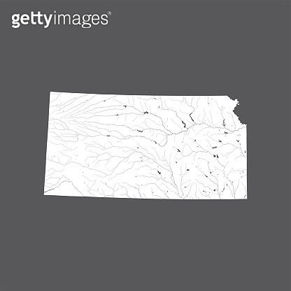 Map of Kansas with lakes and rivers. 이미지 (980645976) - 게티이미지뱅크