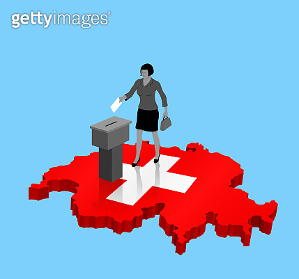 Swiss citizen voting for Switzerland election over an 3D Map 이미지 ...