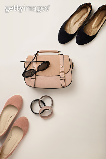 Women's accessories - gently pink, flesh-colored - shoes, bag and ...