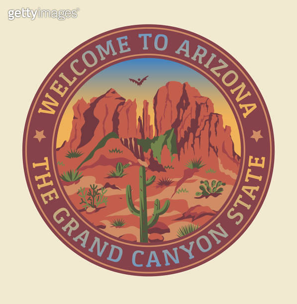Grand Canyon landscape + mountains, rocks, stones, cactuses, slogan ...