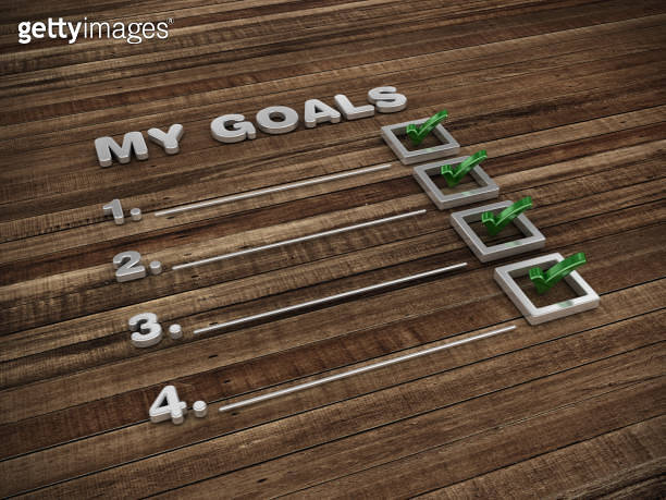 3D Goals Check List on Wood Floor - 3D Rendering 이미지 (1046071296) - 게티이미지뱅크