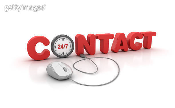 Contact 3D Word with Clock with Computer Mouse - 3D Rendering ...