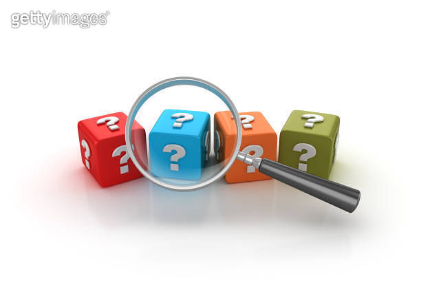 Question Mark Cubes with Magnifying Glass - 3D Rendering 이미지 (943023236 ...