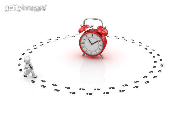 Business Person Running Around Clock - 3D Rendering 이미지 (1022400816 ...