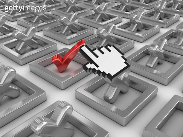 3D Check Mark and Cross with Computer Cursor - 3D Rendering (1041800928 ...