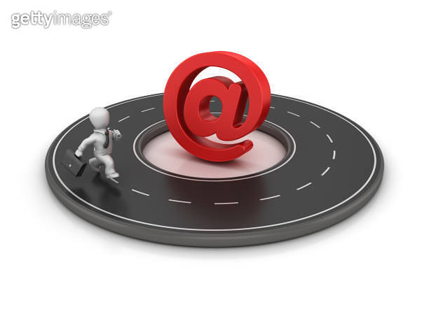 Circular Road with Business Character Running around Symbol - 3D ...