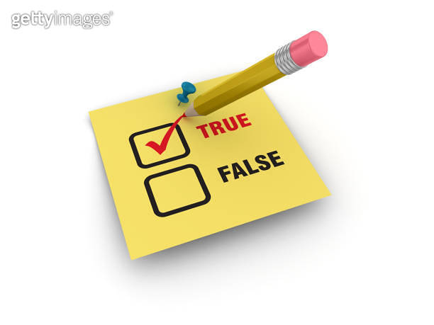 Sticky Note with True False Check List and Pencil - 3D Rendering ...
