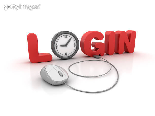 Login 3D Word with Clock and Computer Mouse - 3D Rendering (1039779190 ...