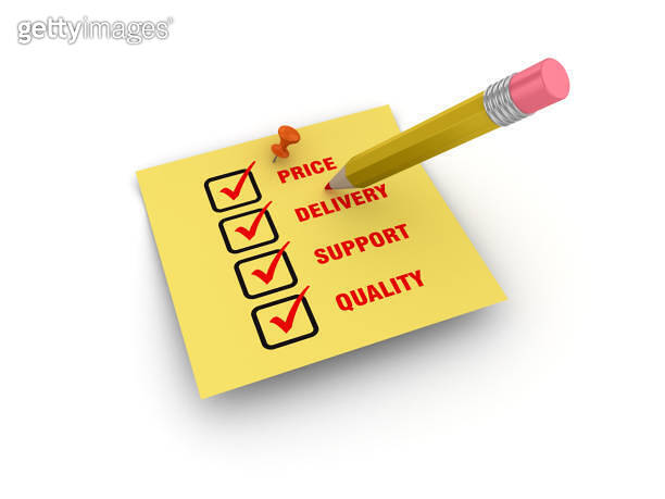 Sticky Note with Price Delivery Support Quality Check List and Pencil ...