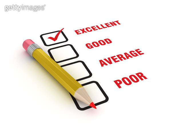 Excellence Average Good Poor Check List with Pencil - 3D Rendering ...