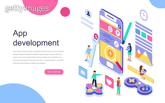 Modern flat design isometric concept of App Development for banner and ...