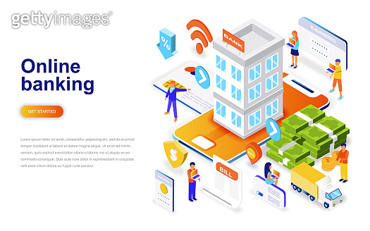 Online banking modern flat design isometric concept. 이미지 (986056312) - 게티이미지뱅크