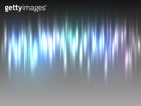 Vertical rainbow colorful radiance glow pulsing rays on transparent ...