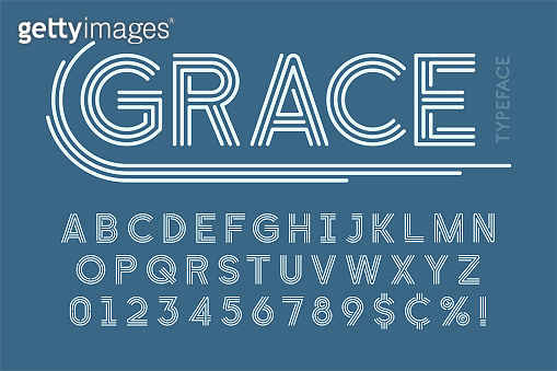 Abstract linear font, letters and numbers vector illustration. 이미지 ...