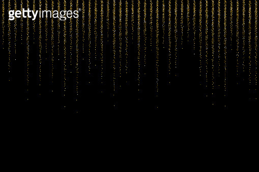 Golden glitter rain on black background. Vector design element. 이미지 ...