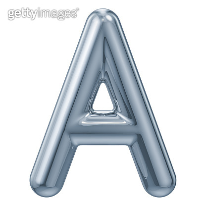 English metallic letter A, 3D rendering isolated on white background ...